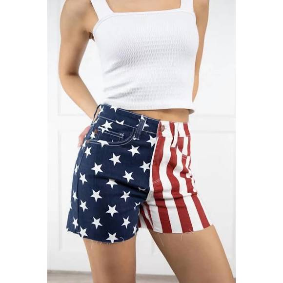 Judy Blue | Shorts | New Judy Blue High Waist Americana Flag Fray Hem ...